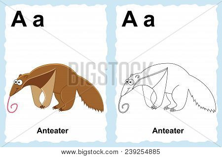 Alphabet Coloring Book Page With Outline Clip Art To Color. Letter A ...