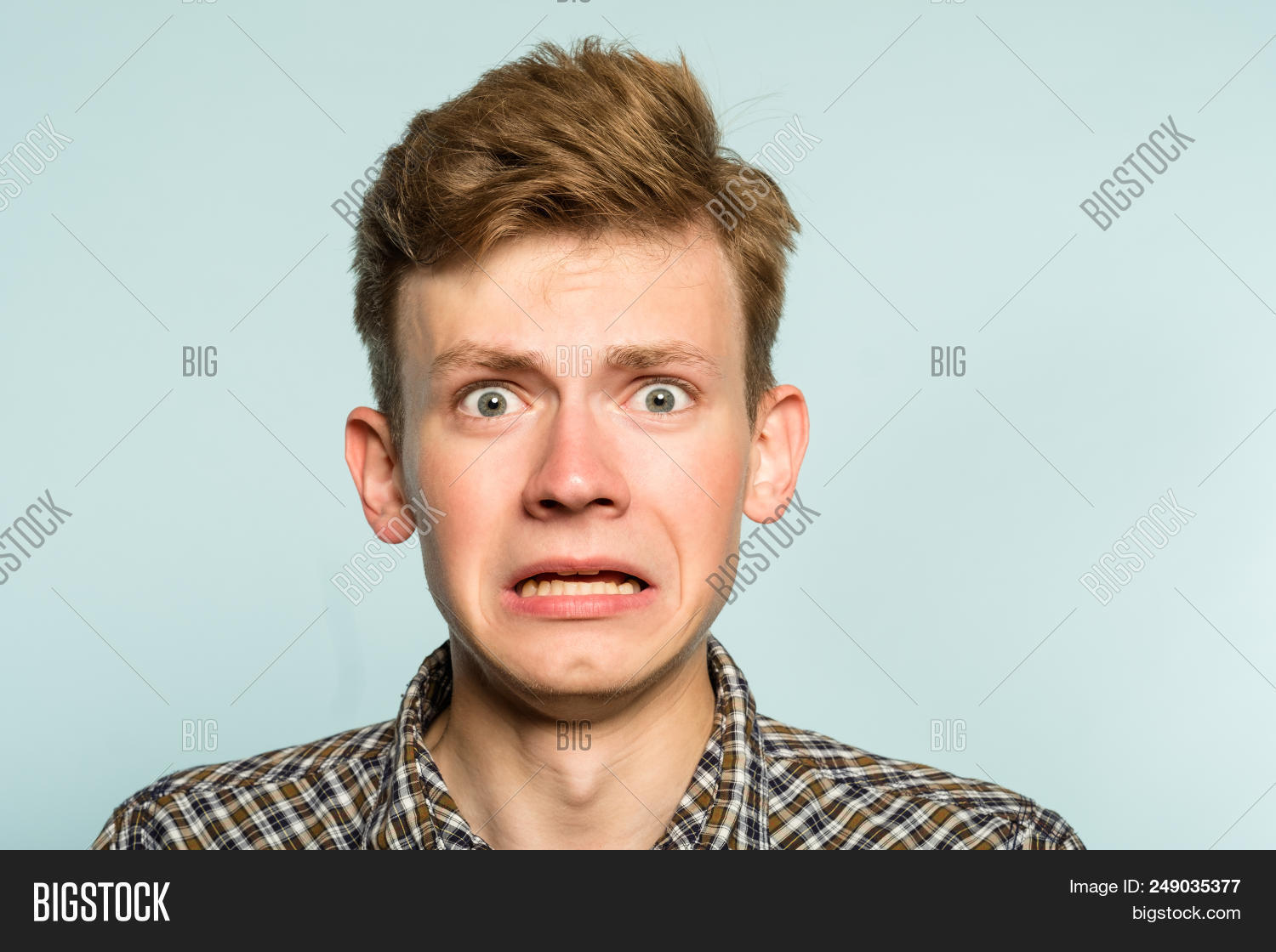 Awkward Gawky Fumbling Oafish Dorky Man Facial Expression. Portrait Of ...