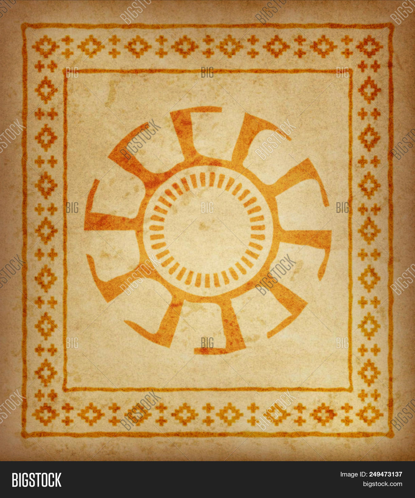 Decorative Ethnic Border On A Piece Of Parchment. Native Americans ...