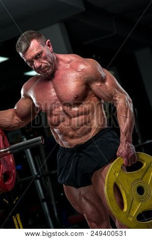 Mature Bodybuilder With Relief Strong Body. Muscular Middle Aged ...