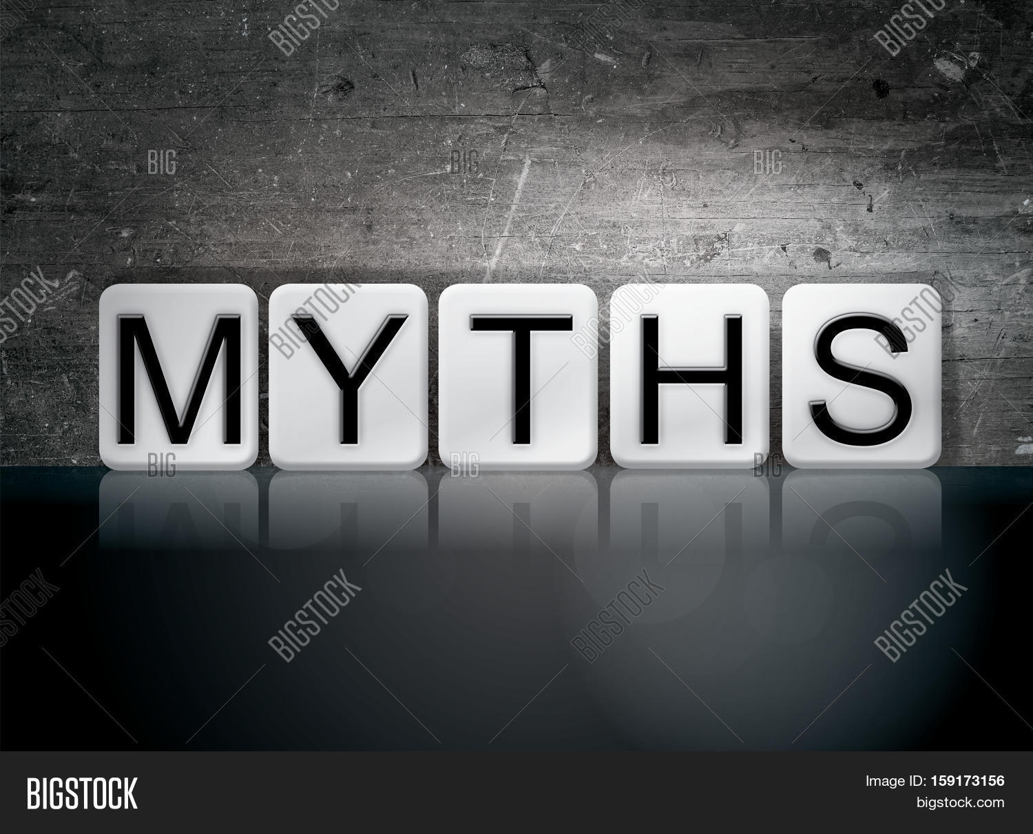 Myths Tiled Letters Concept And Theme image & stock photo. 159173156