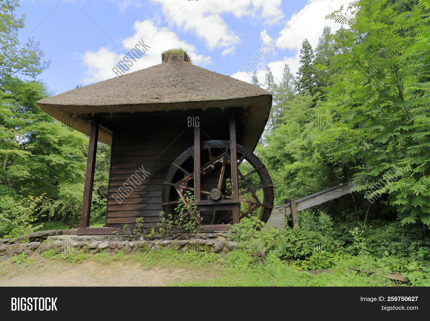 Mill Wheel In Tono City, Iwate, Japan image & stock photo. 259750627