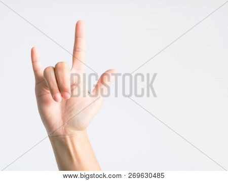 Hand Signs Showing Thumb, Forefinger And Little Finger Raised Up And ...