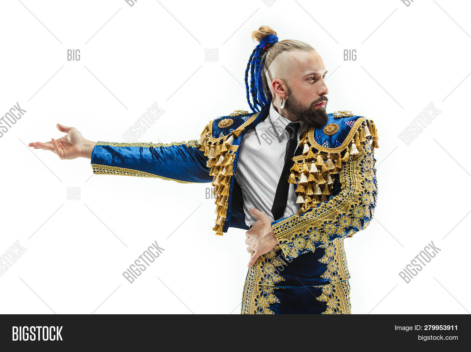 Torero In Blue And Gold Suit Or Typical Spanish Bullfighter Isolated ...
