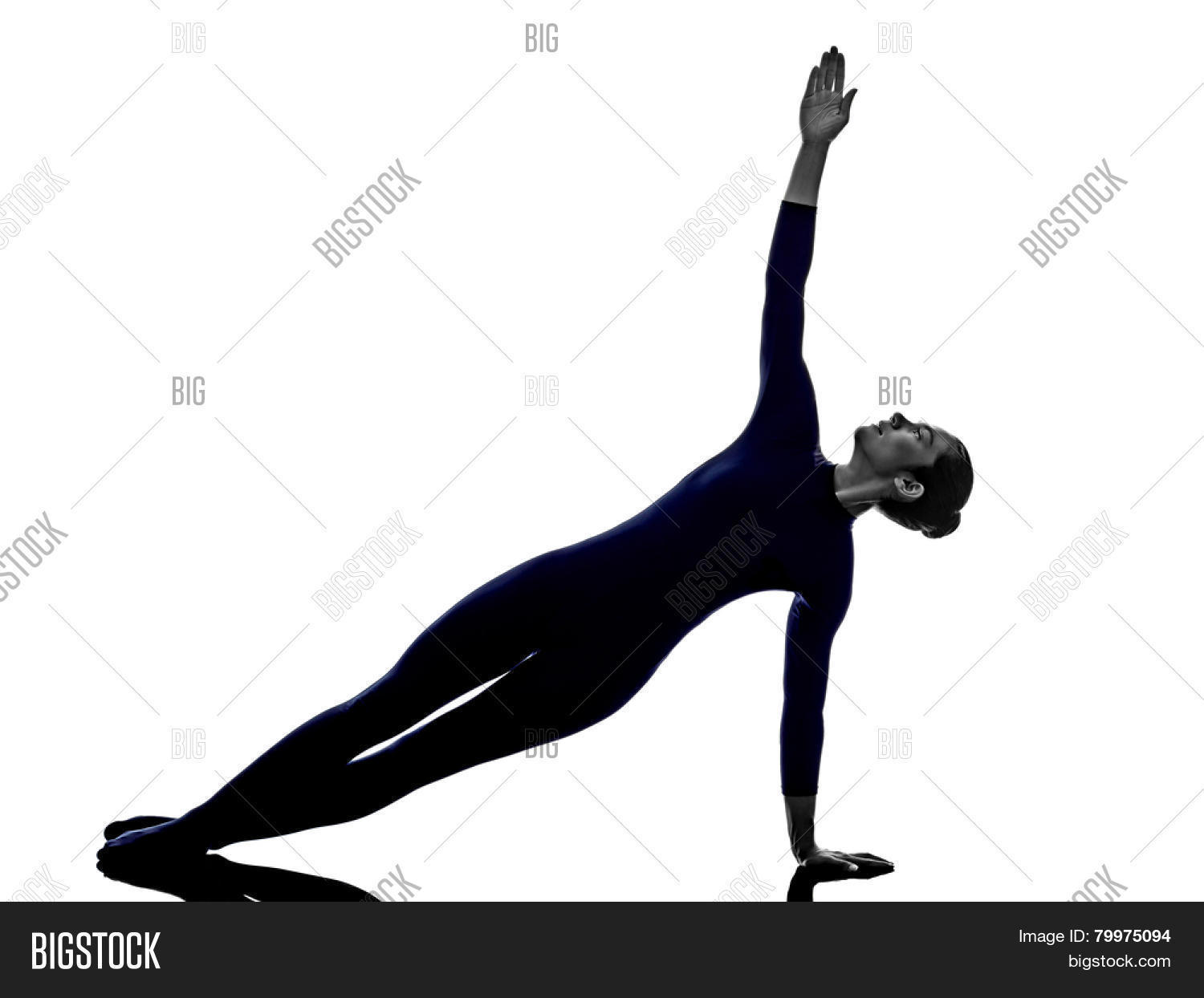 woman exercising Vasisthasana side plank pose yoga silhouette shadow ...